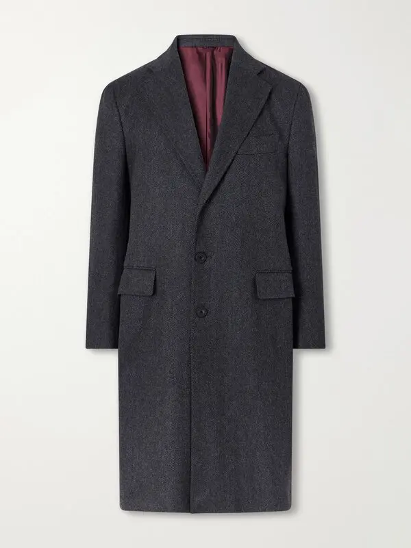 Rubinacci Herringbone Virgin Wool Coat