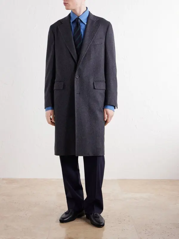 Rubinacci Herringbone Virgin Wool Coat
