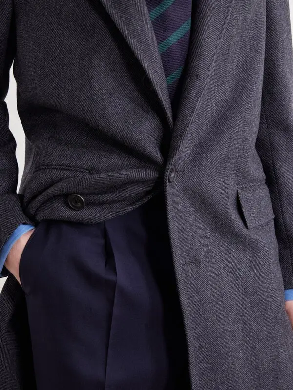 Rubinacci Herringbone Virgin Wool Coat