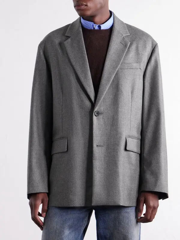 SSSTEIN Oversized Wool-blend Flannel Blazer