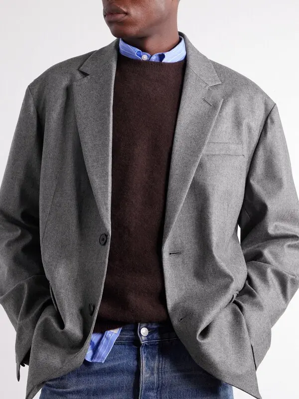 SSSTEIN Oversized Wool-blend Flannel Blazer