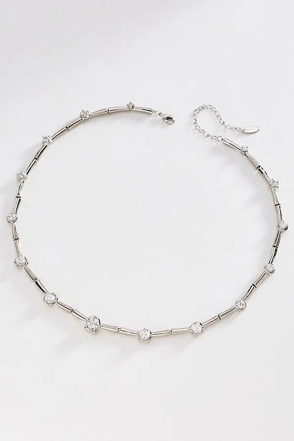Anthropologie Scattered Crystal Necklace - Silver