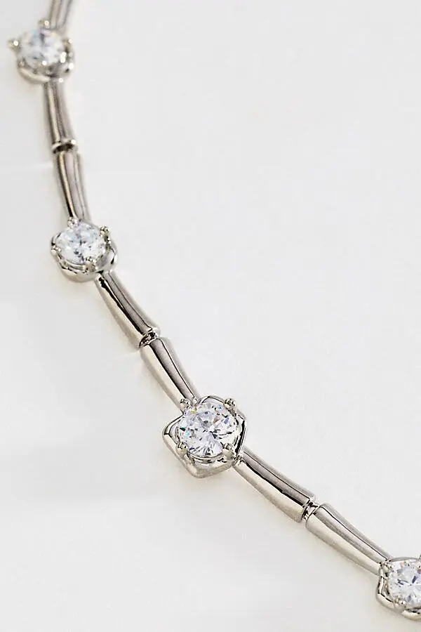 Anthropologie Scattered Crystal Necklace - Silver