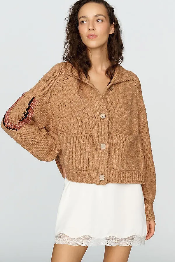 PILCRO Utility Sweater Jacket - Camel