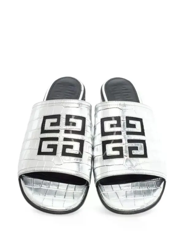 Givenchy 4g Croc-embossed Slides