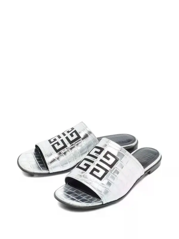 Givenchy 4g Croc-embossed Slides