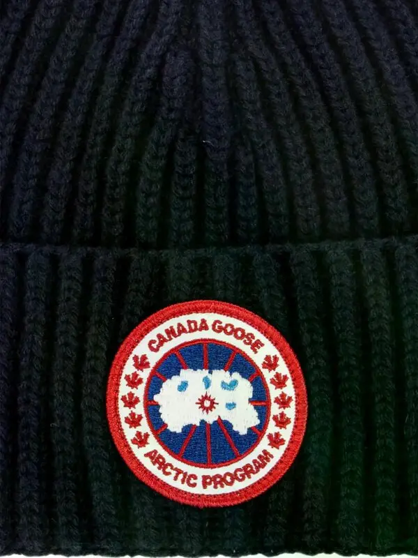 Canada Goose Logo-patch Ribbed-knit Beanie Hat