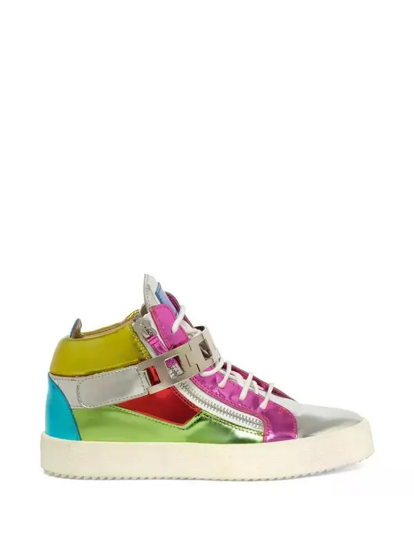 GIUSEPPE ZANOTTI Metallic-effect Zip-detail Sneakers - Silver