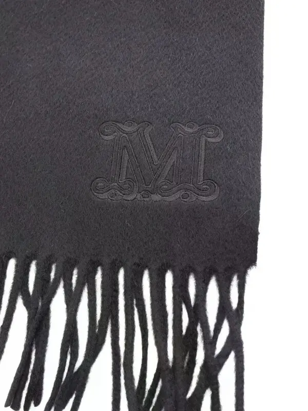 Max Mara 2020s Monogram Fringed Scarf - Grey