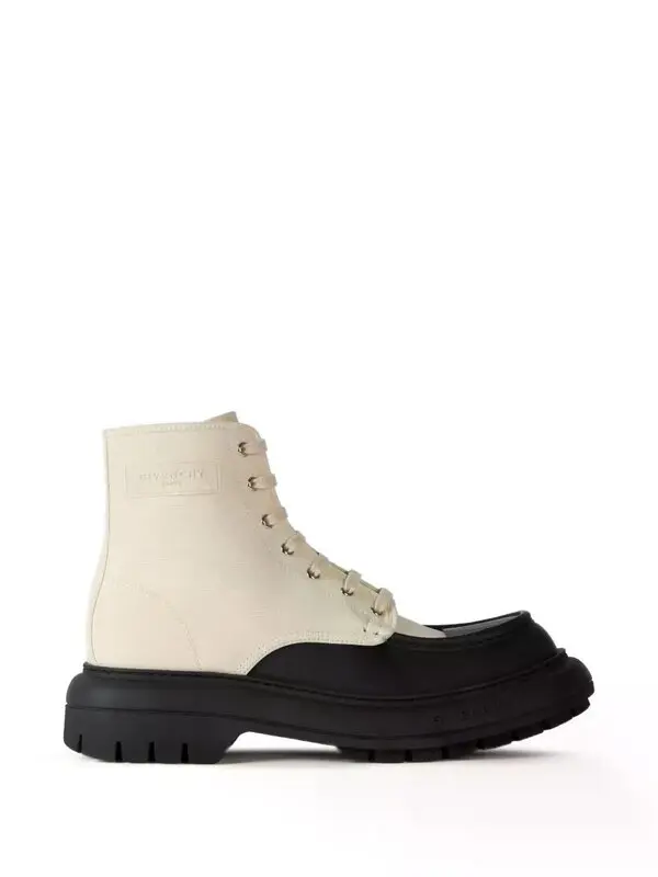 Givenchy Cargo Desert Boots In Canvas And Gum Leather