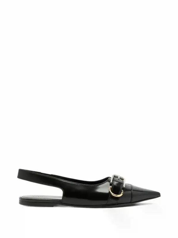 Givenchy Voyou Buckle-detail Slingback Ballet Flats - Black