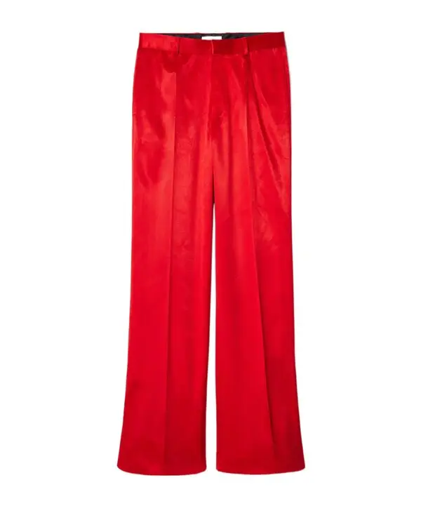 Celine Straight-leg Trousers In Satin - Red