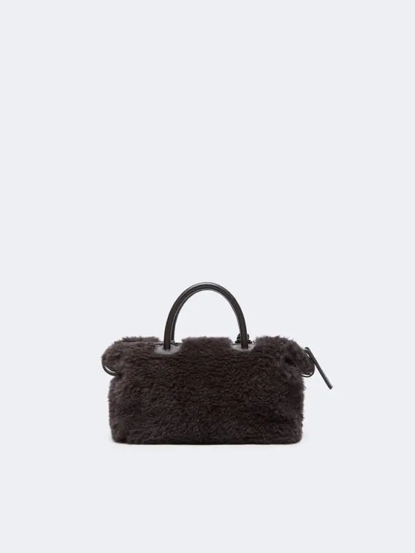 Max Mara Small Boston Bag In Alpaca And Wool Teddy - Brown