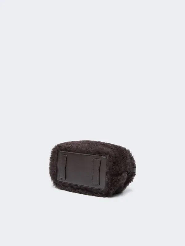 Max Mara Small Boston Bag In Alpaca And Wool Teddy - Brown
