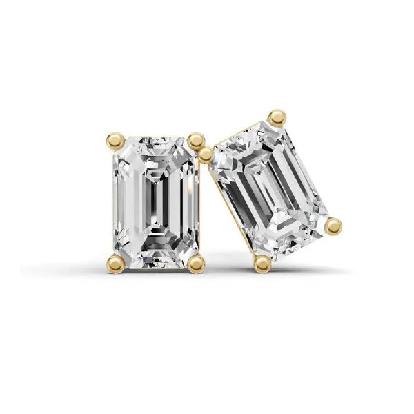 SEREIA OFFICIAL 14k Gold Studs Earrings 0.75 Ct Emerald Solitaire Gold