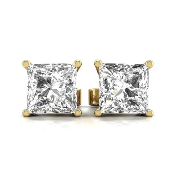 SEREIA OFFICIAL Studs 14k Gold 2 Carats The Princess Solitaire Gold
