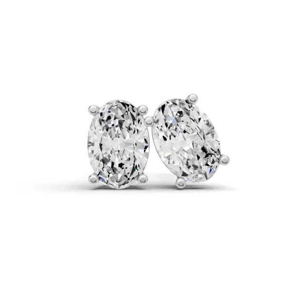 SEREIA OFFICIAL 14k Gold Studs Earrings 1 Ct Oval Prong Solitaire White Gold