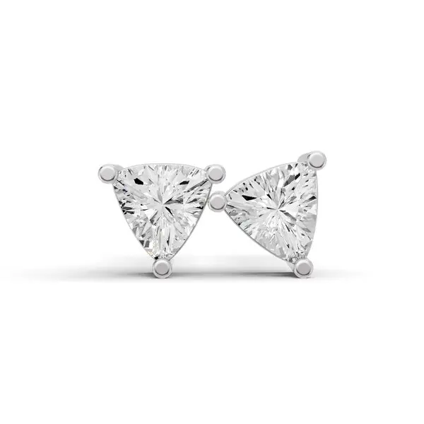 SEREIA OFFICIAL 14k Gold Studs 1 Ct Earrings Trillion Solitaire White Gold