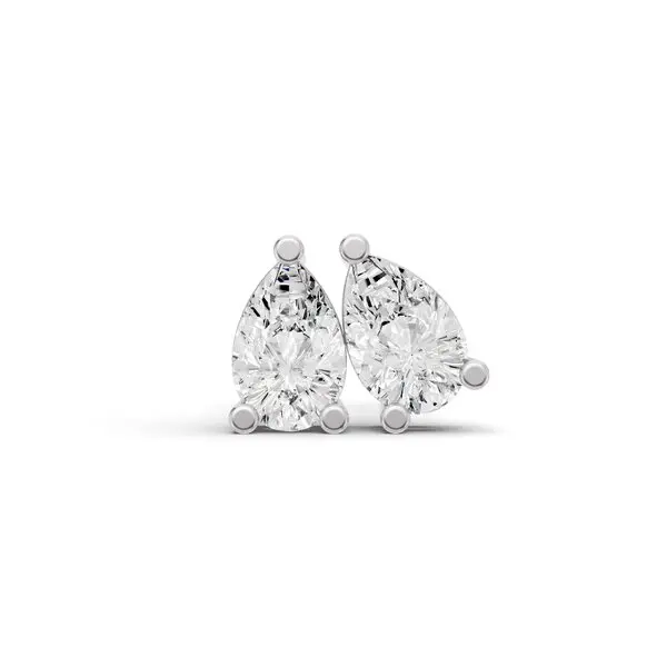 SEREIA OFFICIAL 14k Gold Studs 1 Ct Earrings Pear Solitaire White Gold - Silver