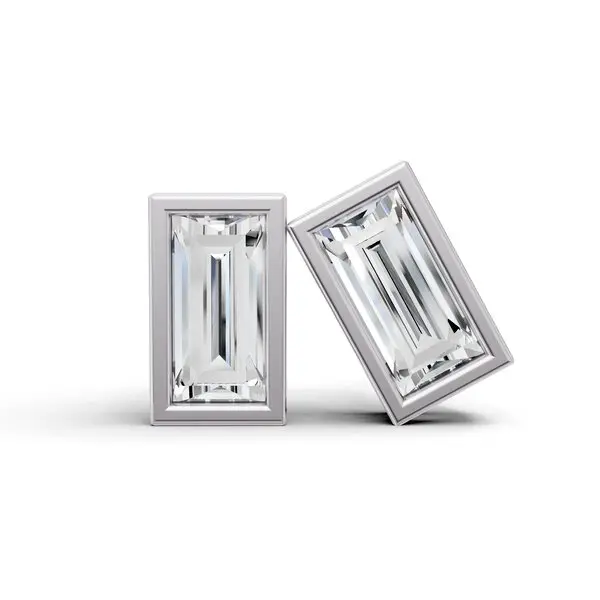 SEREIA OFFICIAL Studs Earrings 14k Gold 0.75 Ct Sereia Baguette Bezel Gold - White