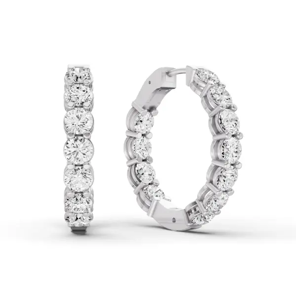 SEREIA OFFICIAL 14k Gold 4 Ct Sereia Earrings Hoop Diamonds White Gold