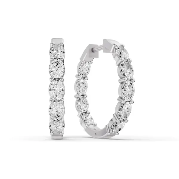 SEREIA OFFICIAL 14k Gold 2 Ct Earrings Oval Fancy Hoops White Gold - Silver