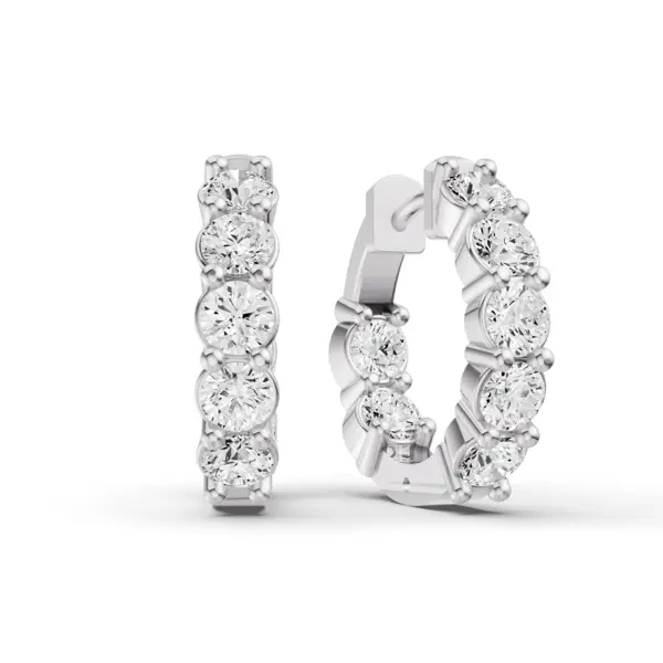 SEREIA OFFICIAL 14k Gold 1.5 Ct Earrings Of Sereia In & Out Diamond White Gold - Silver
