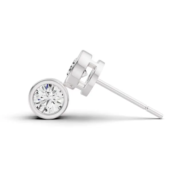 SEREIA OFFICIAL 14k Gold Studs 1 Carat Sereia Round Bezel White Gold