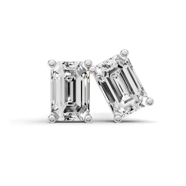 SEREIA OFFICIAL 14k Gold Studs Earrings 0.75 Ct Emerald Solitaire White Gold