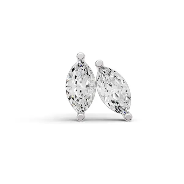 SEREIA OFFICIAL 14k Gold Studs Earrings 1 Ct Marquise Prong Solitaire White Gold