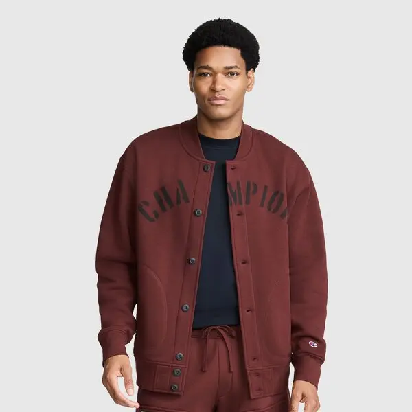 Champion Fleece Baseball Jacket - Bitter Chocolate