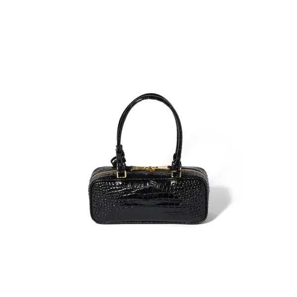 Miu Miu Beau Bag In Crocodile Embossed Leather - Black
