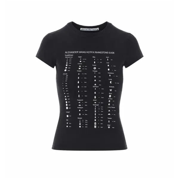 Alexander Wang Crystal Hotfix Graphic Fitted T-shirt With Logo - Black