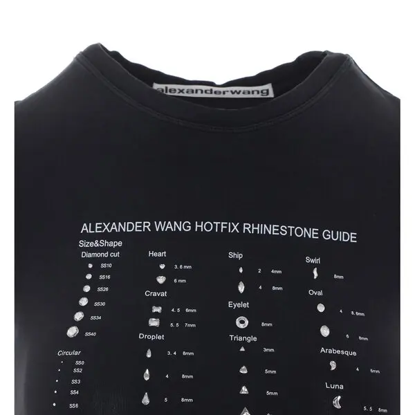 Alexander Wang Crystal Hotfix Graphic Fitted T-shirt With Logo