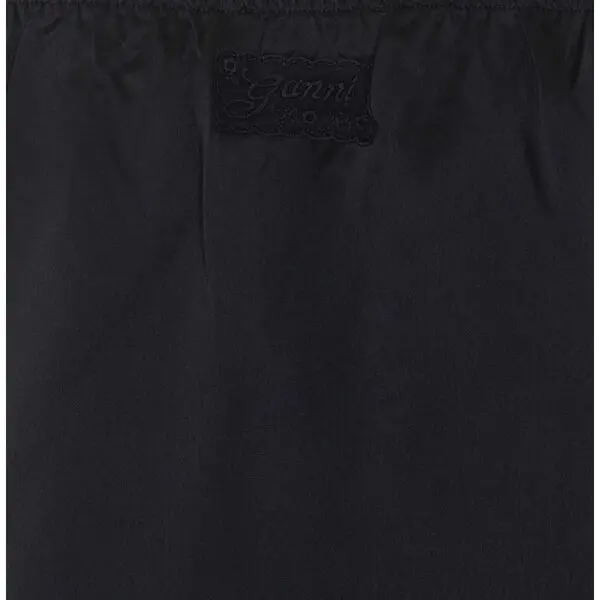 GANNI Fluid Satin Midi Skirt - Black