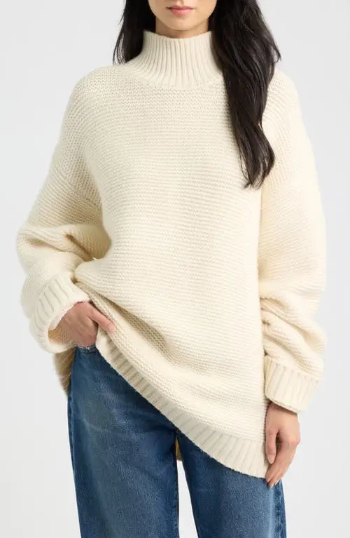 FRAME The Links Turtleneck Wool Sweater - Ecru