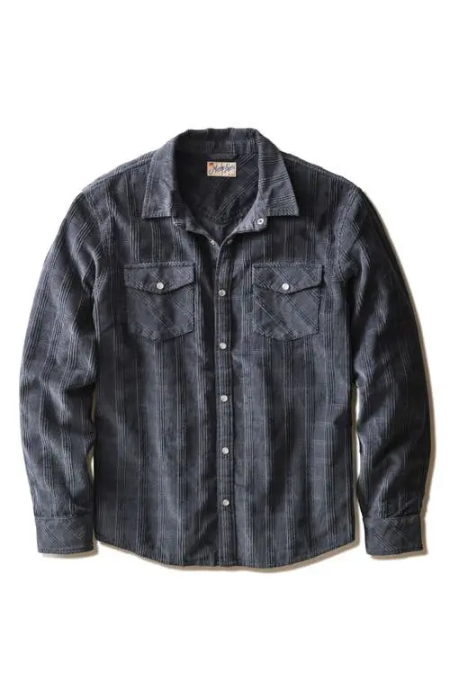 Marine Layer The Clark Check Cotton Corduroy Snap-up Western Shirt