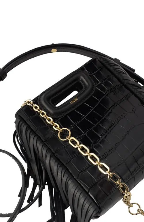Maje Mini Embossed-leather M Bag With Chain