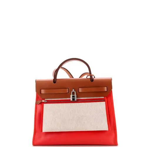Hermès Herbag Zip Berline Vache Canvas And Leather 31