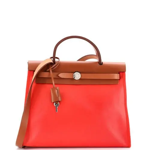 Hermès Herbag Zip Berline Vache Canvas And Leather 31 - Red