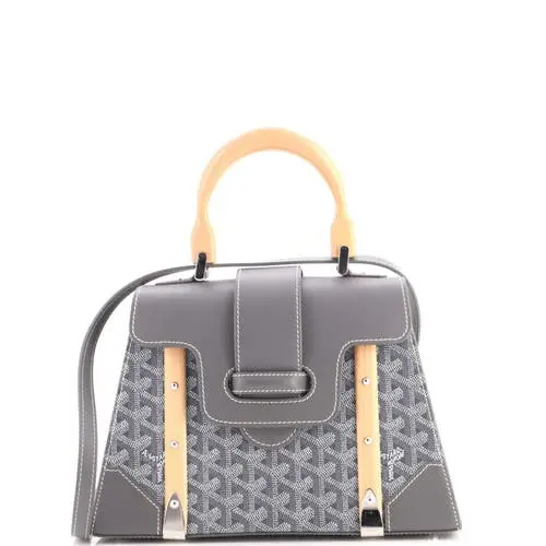 Goyard Saigon Top Handle Bag Coated Canvas With Leather Pm