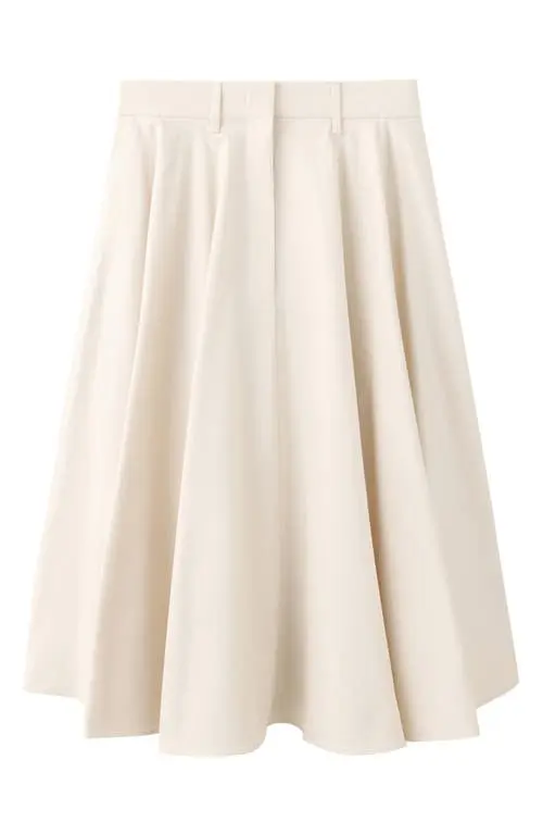 Mango Flared Stretch Cotton Midi Skirt - Ecru