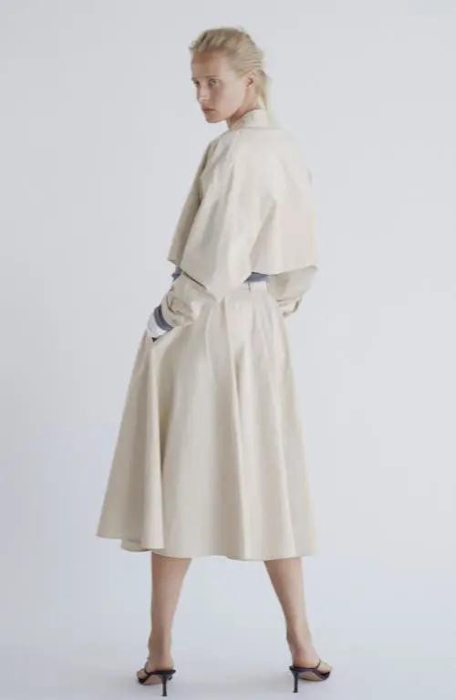 Mango Flared Stretch Cotton Midi Skirt