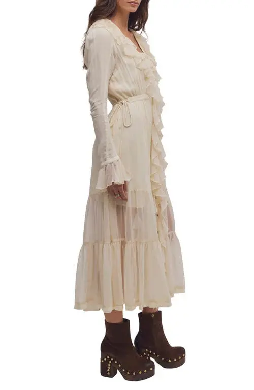 Free People Isla Ruffle Long Sleeve Midi Dress - Tea