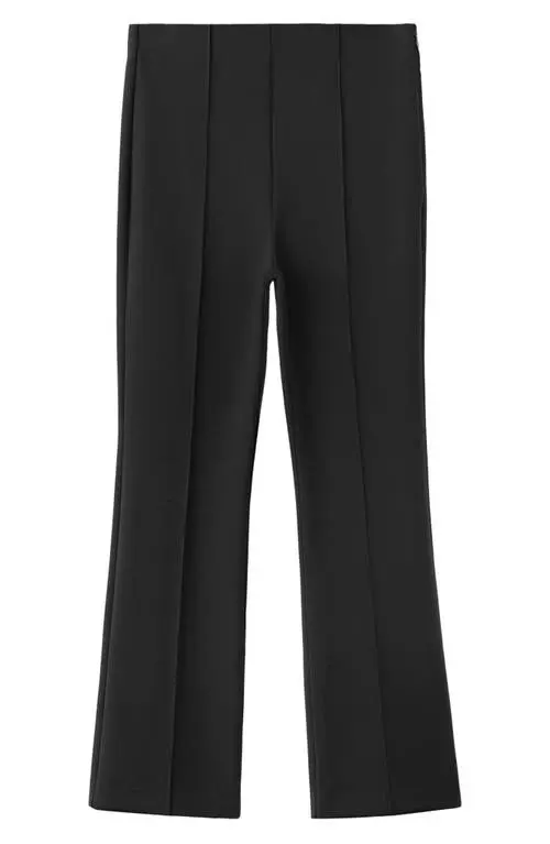 Mango Seamed Straight Leg Crop Pants - Black