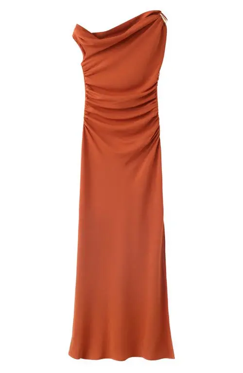 Mango Asymmetric One Shoulder Midi Dress - Orange