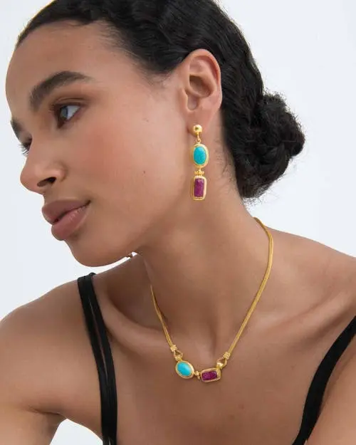 OTTOMAN HANDS Duel Stone Drop Earrings