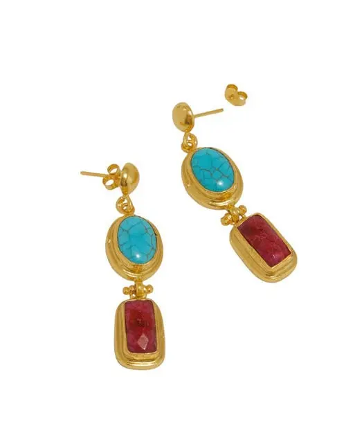 OTTOMAN HANDS Duel Stone Drop Earrings