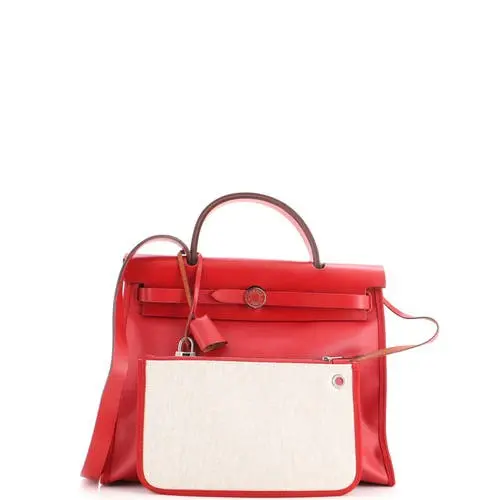 Hermès Herbag Zip Berline Vache Canvas And Leather 31