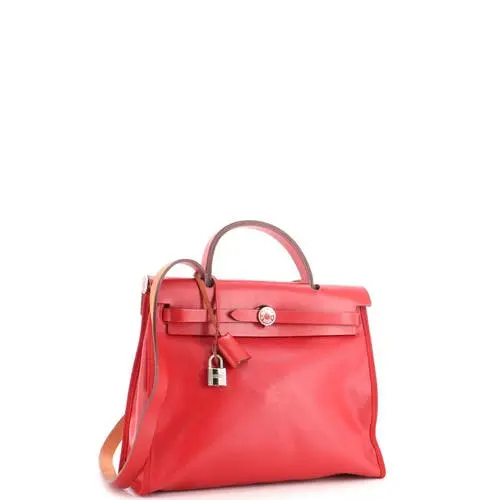 Hermès Herbag Zip Berline Vache Canvas And Leather 31